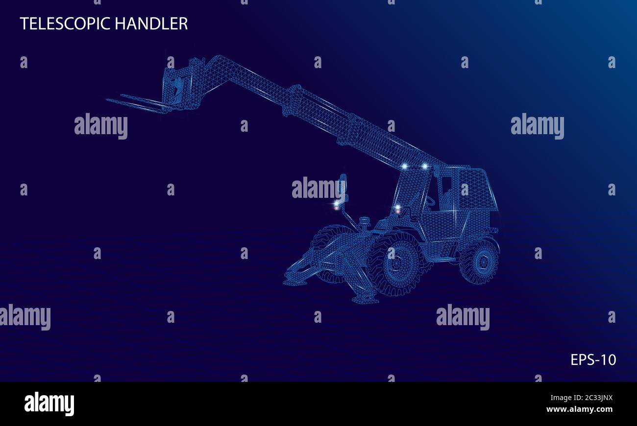 Telescopic Handler wireframe futuristic design concept vector ...