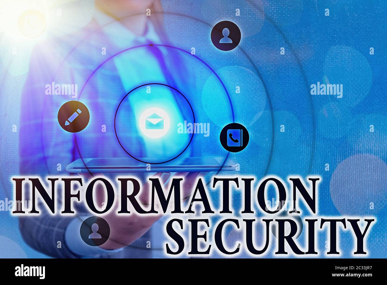Text Sign Showing Information Security Business Photo Showcasing Being Protected Against The
