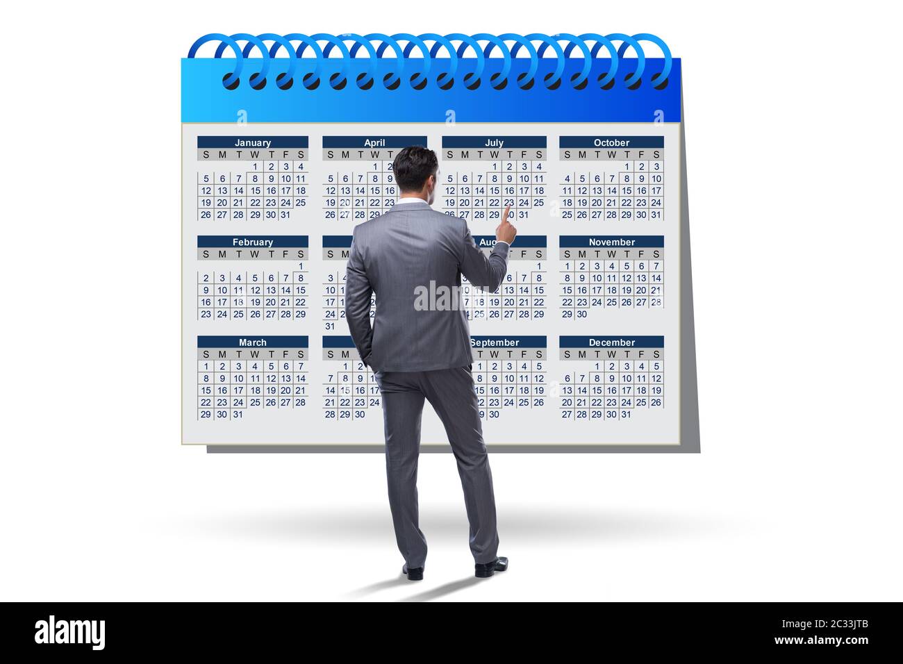 Man planning week calendar Cut Out Stock Images & Pictures - Alamy