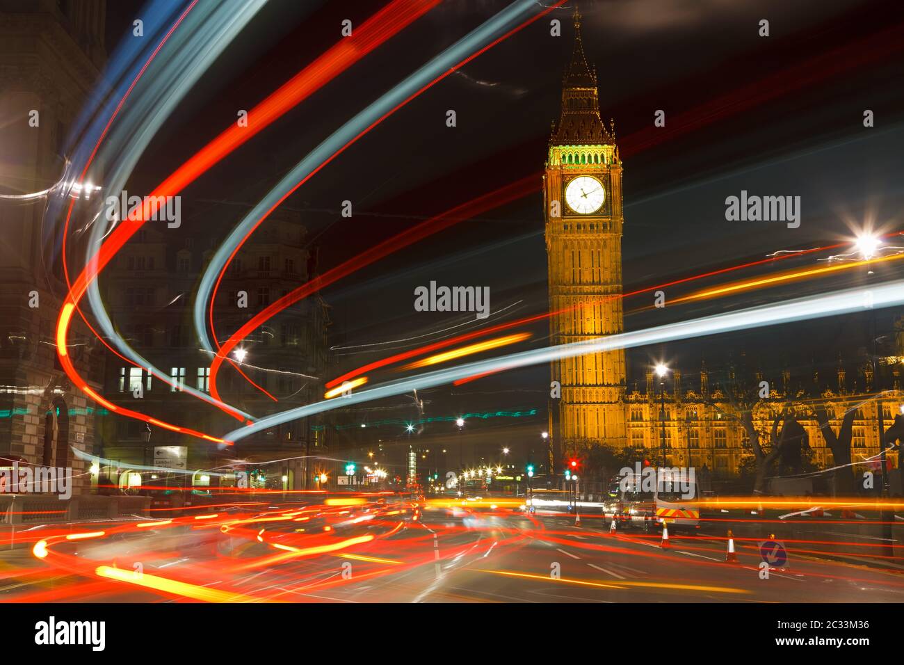 Traffic in night London Stock Photo - Alamy