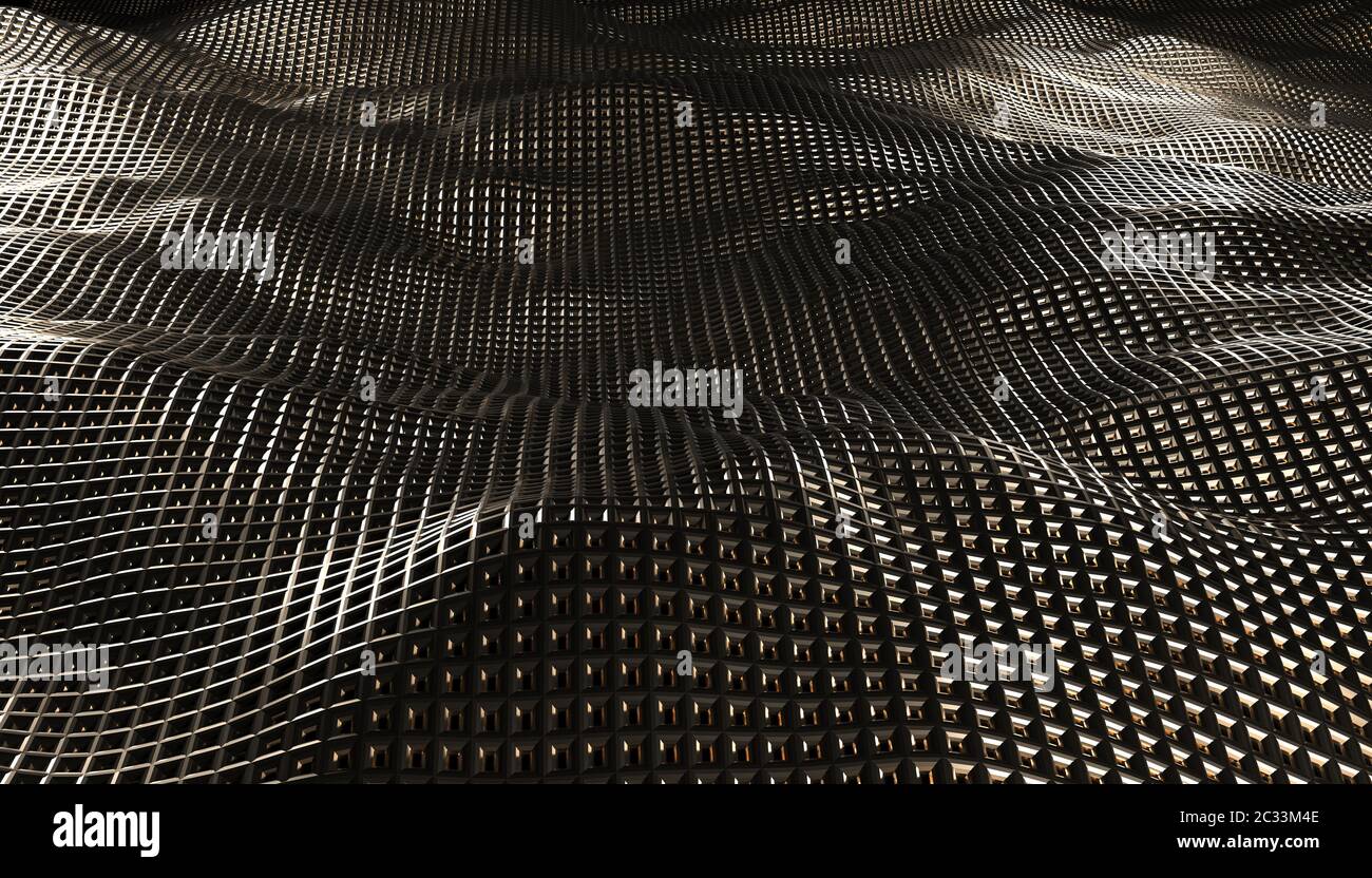3d render image of a geometric grid pattern wave Stock Photo - Alamy