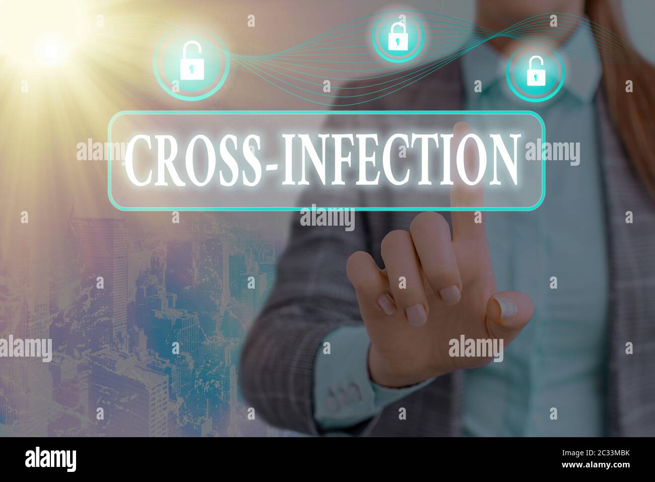Writing note showing Cross Infection. Business concept for ...