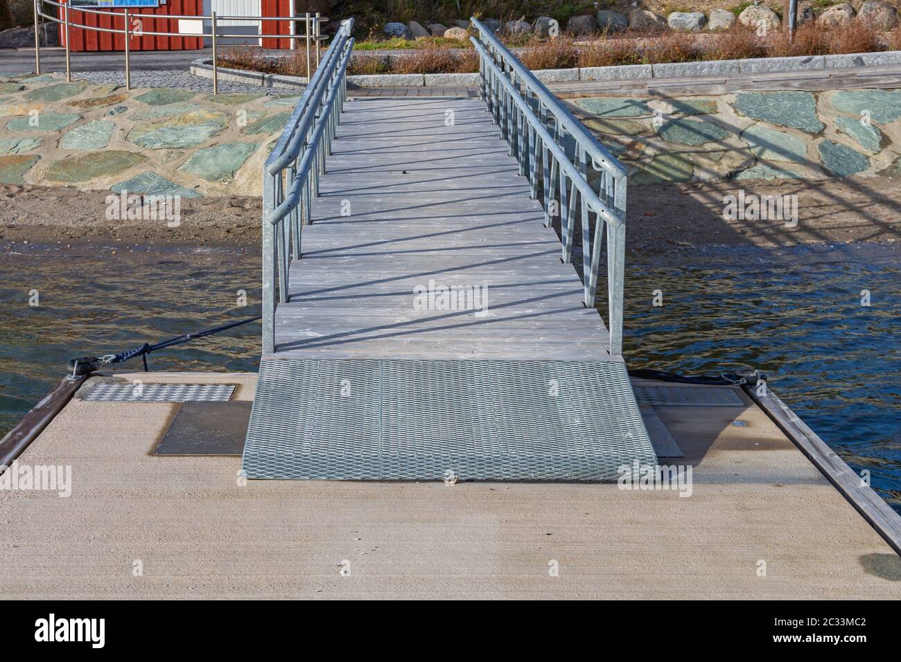 Floating Pontoon Gangvay Bridge at Sea in Norway Stock Photo - Alamy