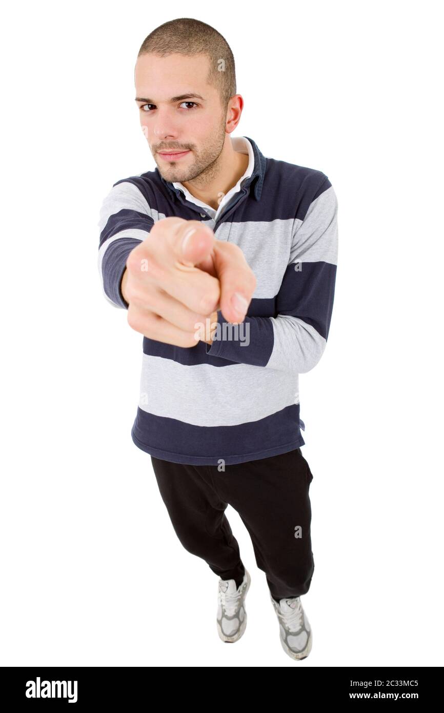 young casuak man full body pointing, isolated on white Stock Photo - Alamy