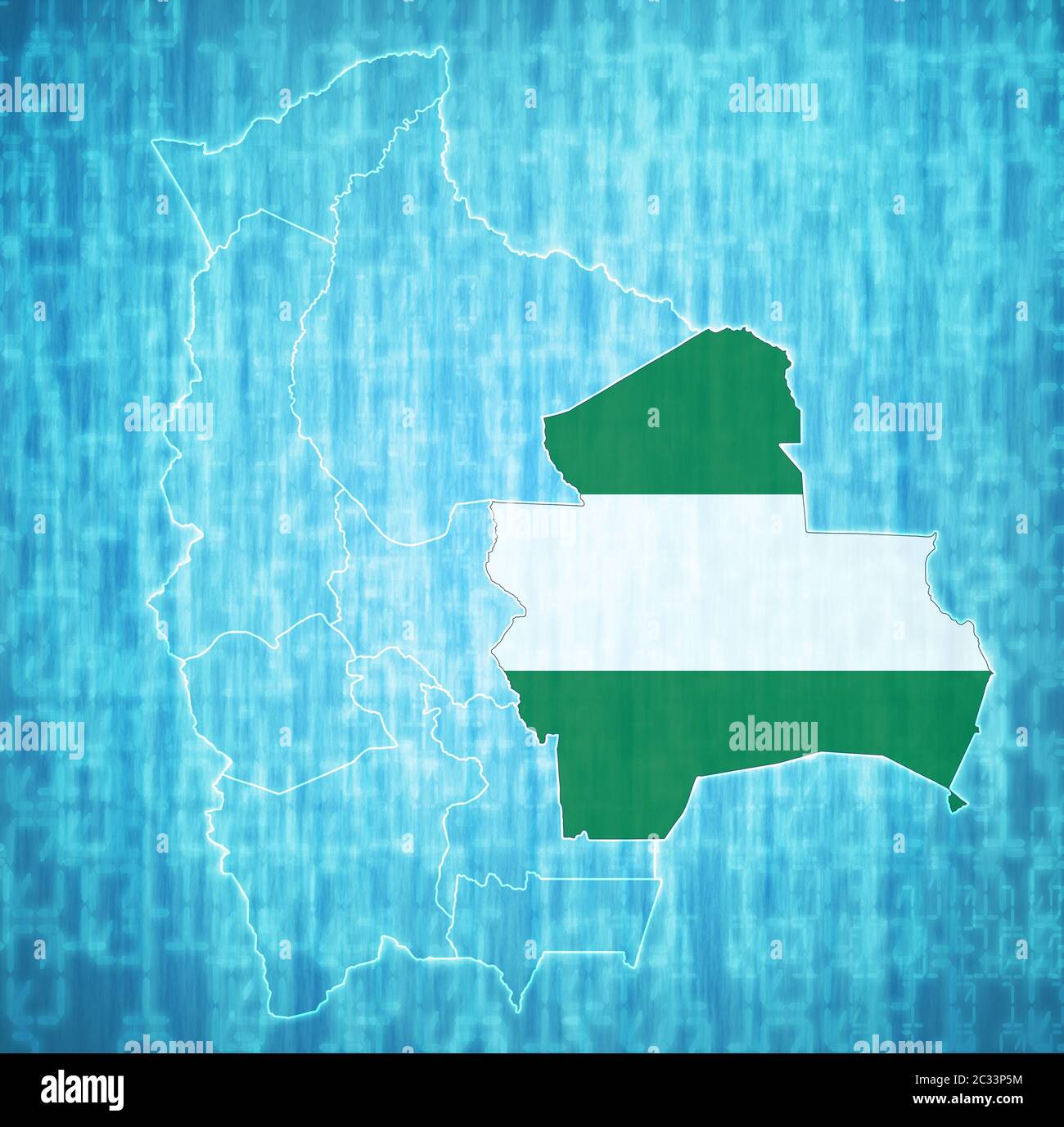 territory and flag of Santa Cruz region on map with administrative ...