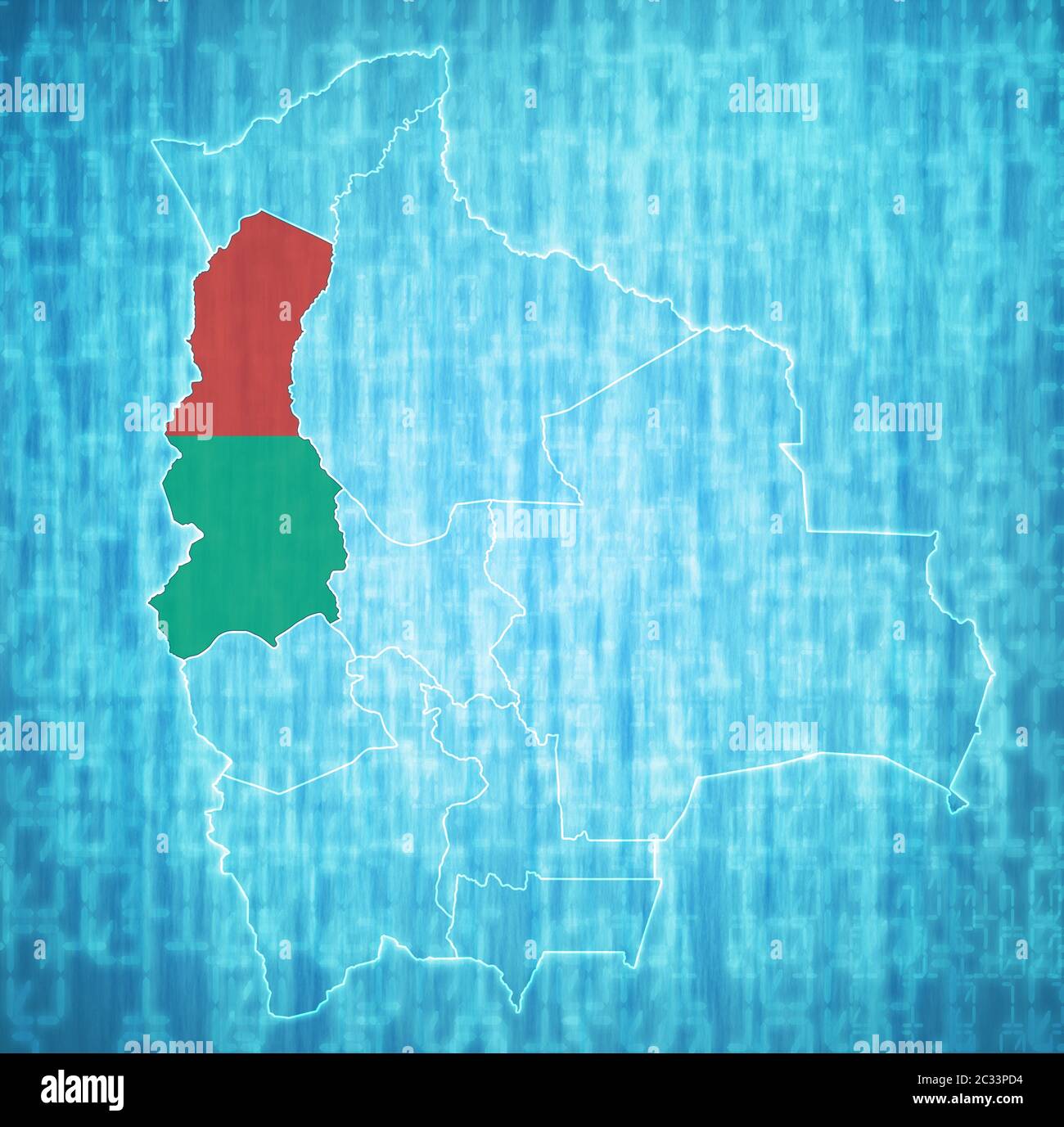 territory and flag of La Paz region on map with administrative ...