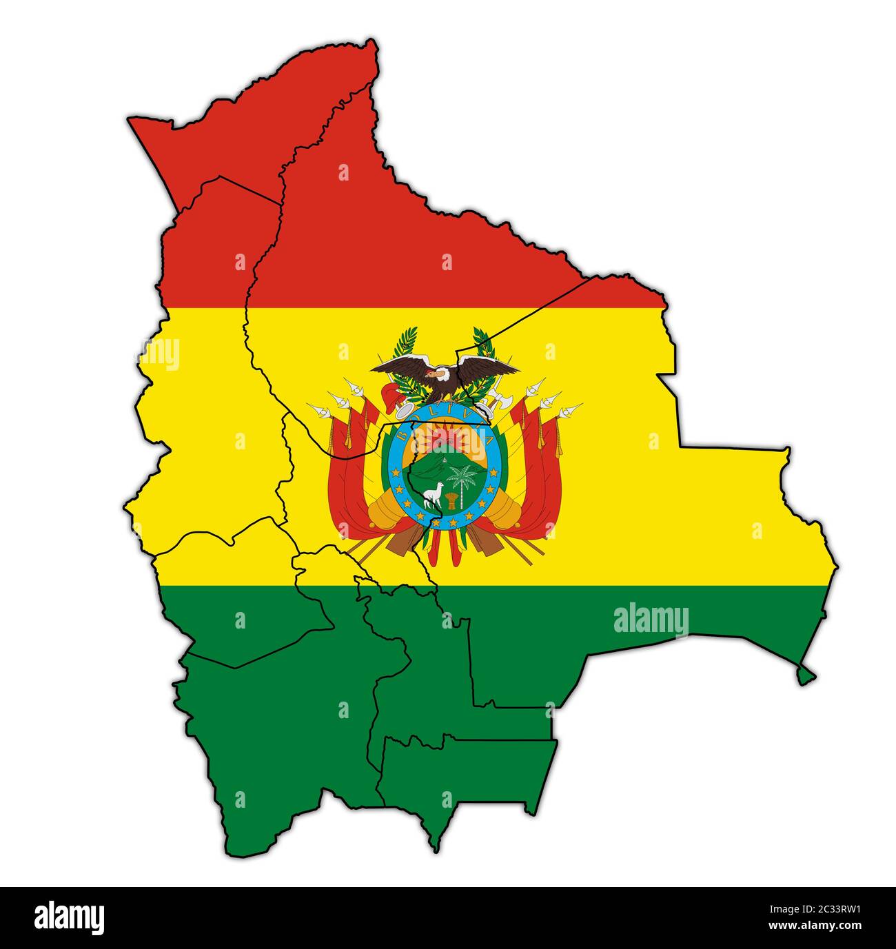territories and flag of regions on map with administrative divisions ...