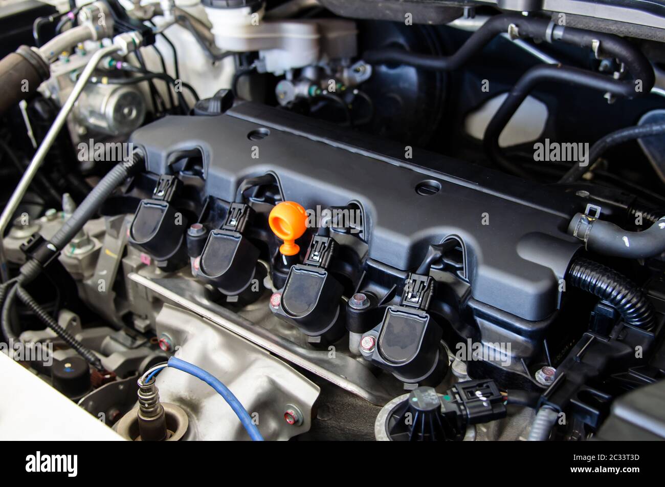 Car details - Modern car engines Stock Photo - Alamy