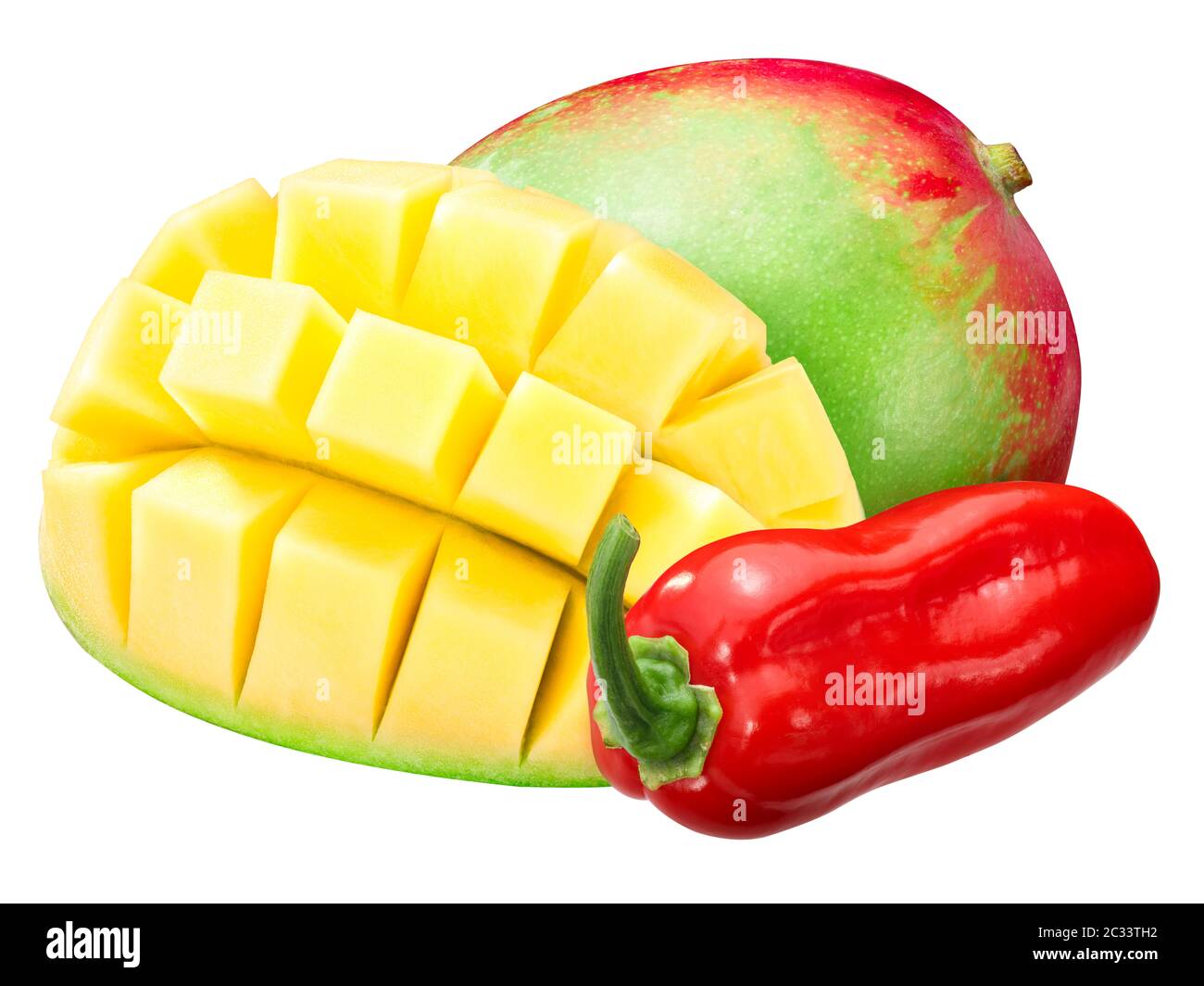 Mango with Habanero chile pepper isolated Stock Photo - Alamy