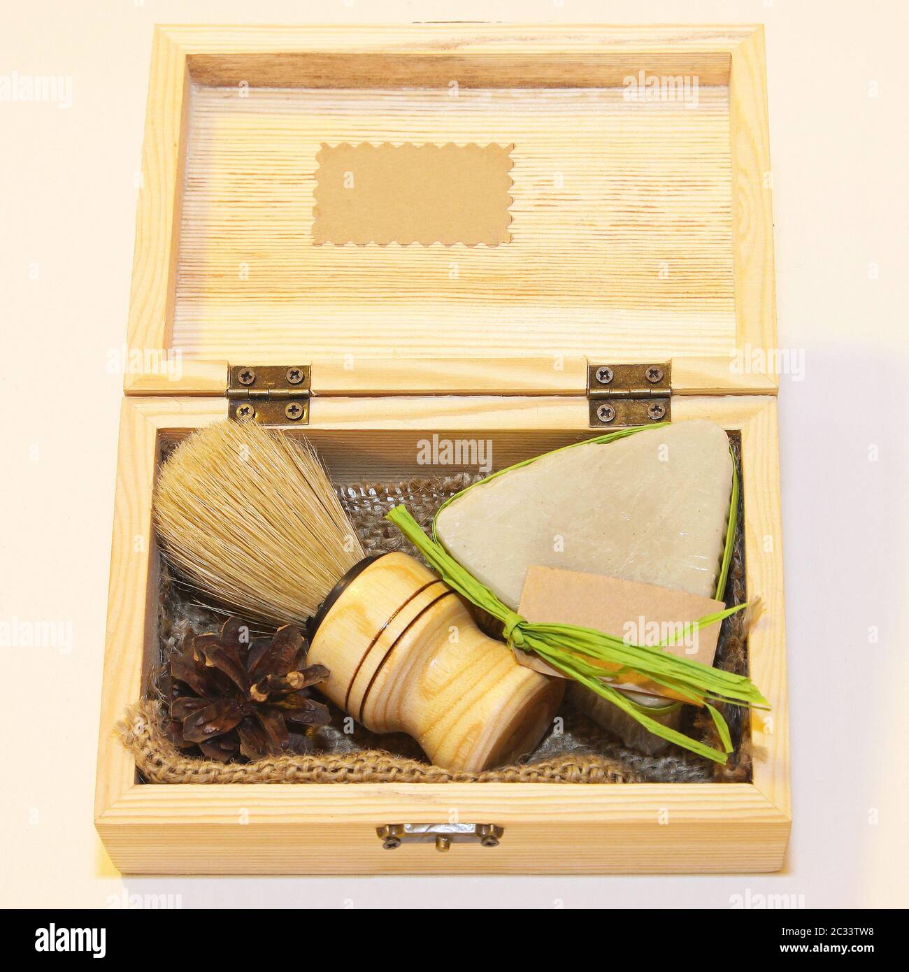 Traditional style barber brush and shave soap set Stock Photo - Alamy