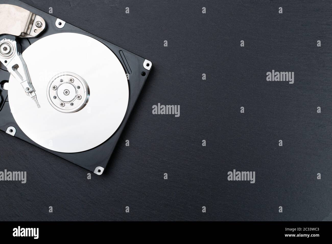 Close up inside of computer hard disk drive Stock Photo - Alamy