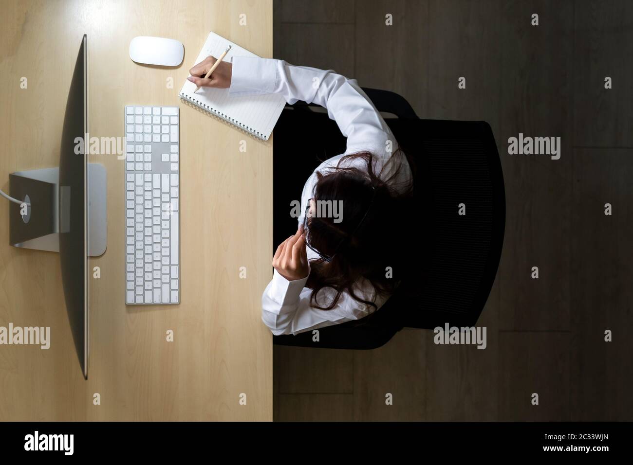 Top view tired woman working hi-res stock photography and images - Alamy
