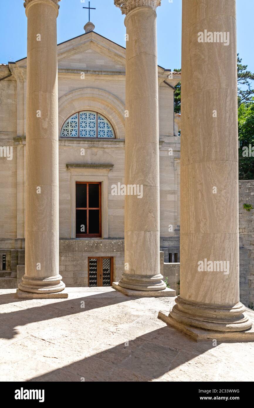 Big Pillars at Church in San Marino Stock Photo - Alamy