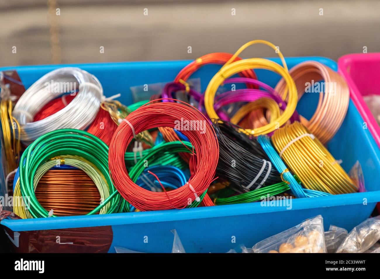 Colourful Metal Wire Coils for Crafts Material Stock Photo - Alamy