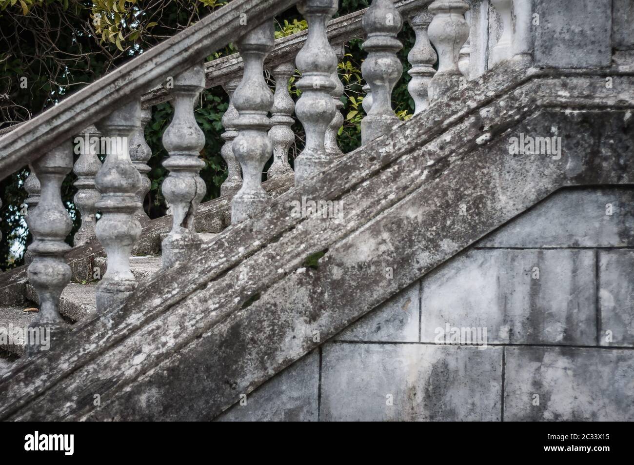 Balusters made of stone on the old historic staircase Stock Photo - Alamy