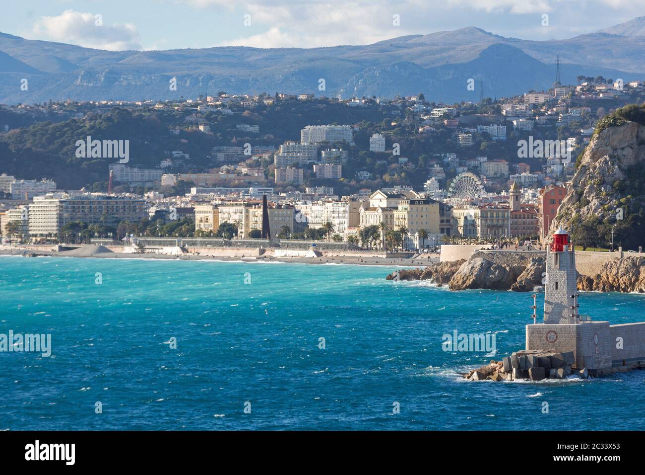 Blue Mediterranean Sea Lighthouse in Nice France Stock Photo - Alamy