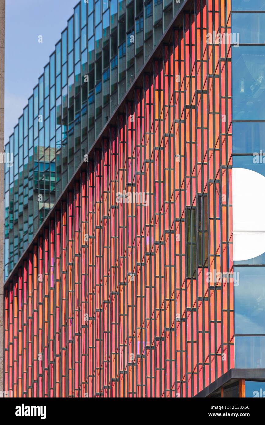 Red Glass Facade at Modern Building in Amsterdam Stock Photo - Alamy