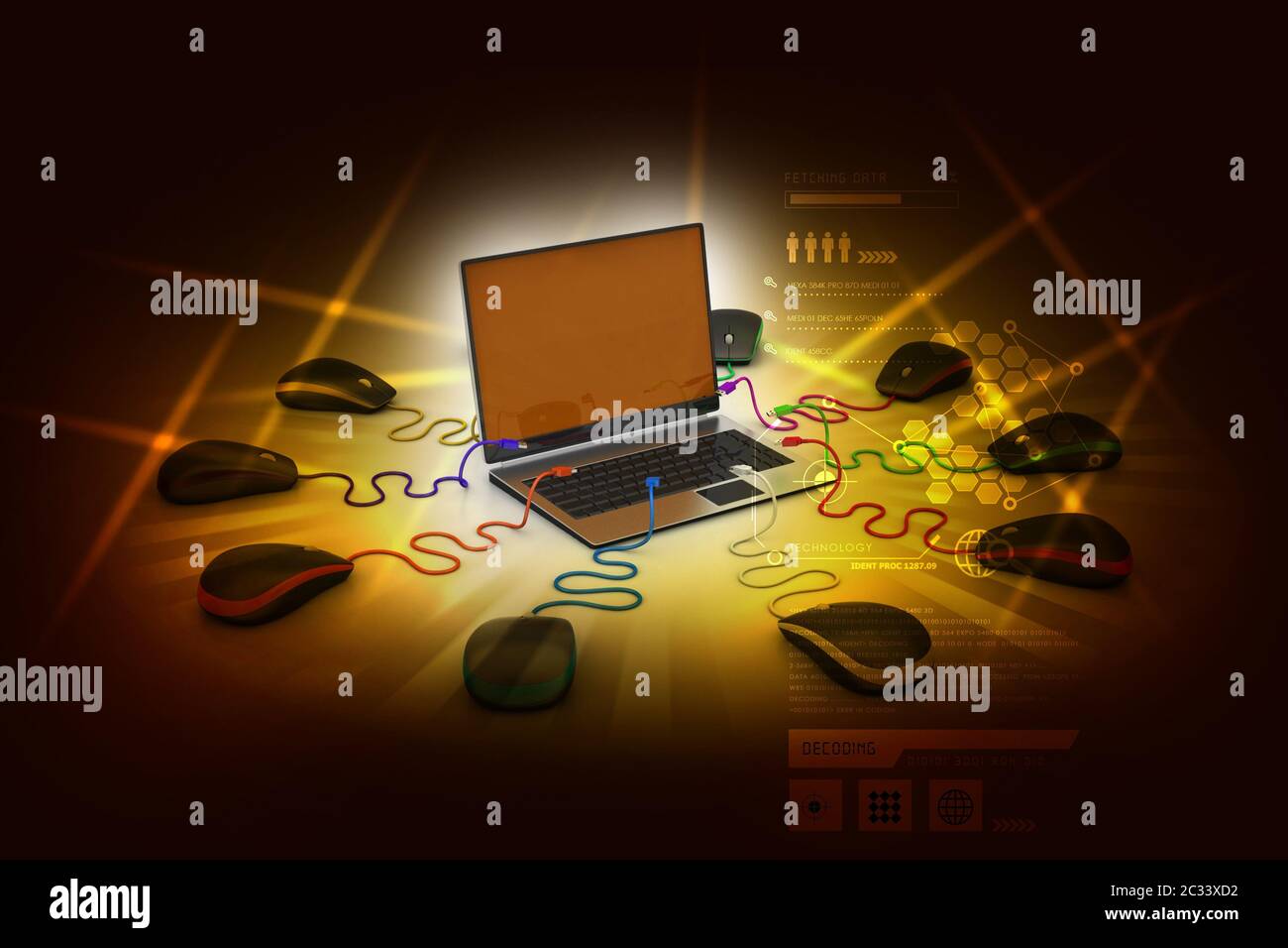 laptop computer around with mouse Stock Photo - Alamy