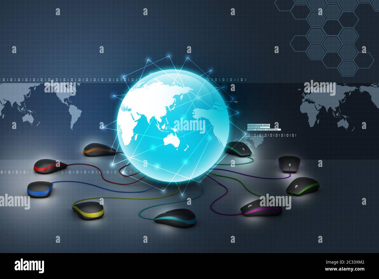Globe connecting with computer mouse Stock Photo - Alamy