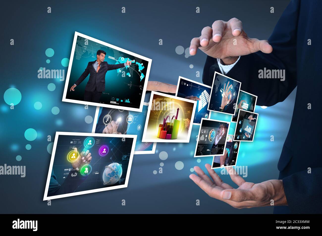 Futuristic touch screen display Stock Photo - Alamy