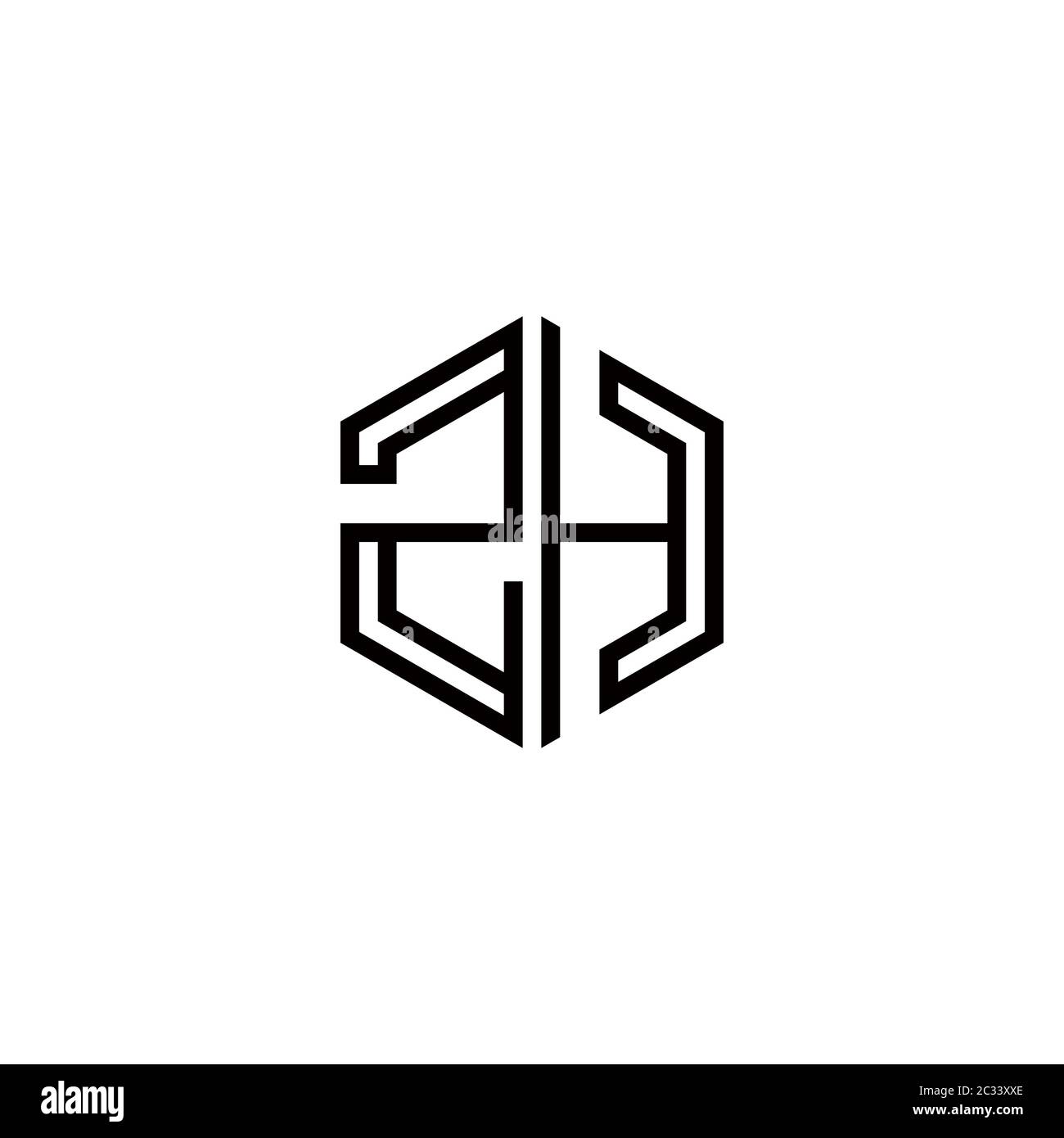 ZH alphabet abstract initial letter logo design vector template Stock ...