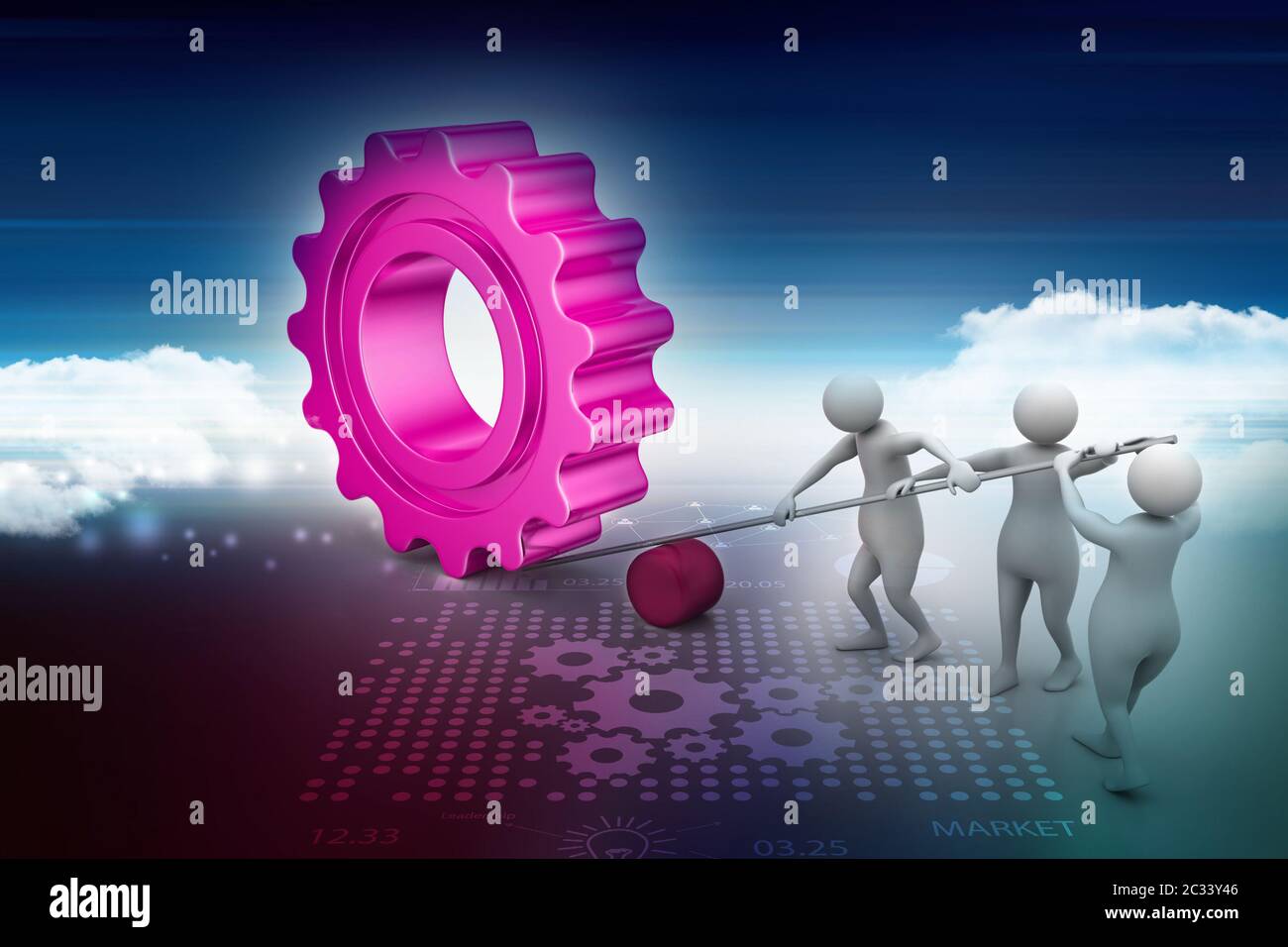 people moving gear in union, symbol of teamwork Stock Photo - Alamy