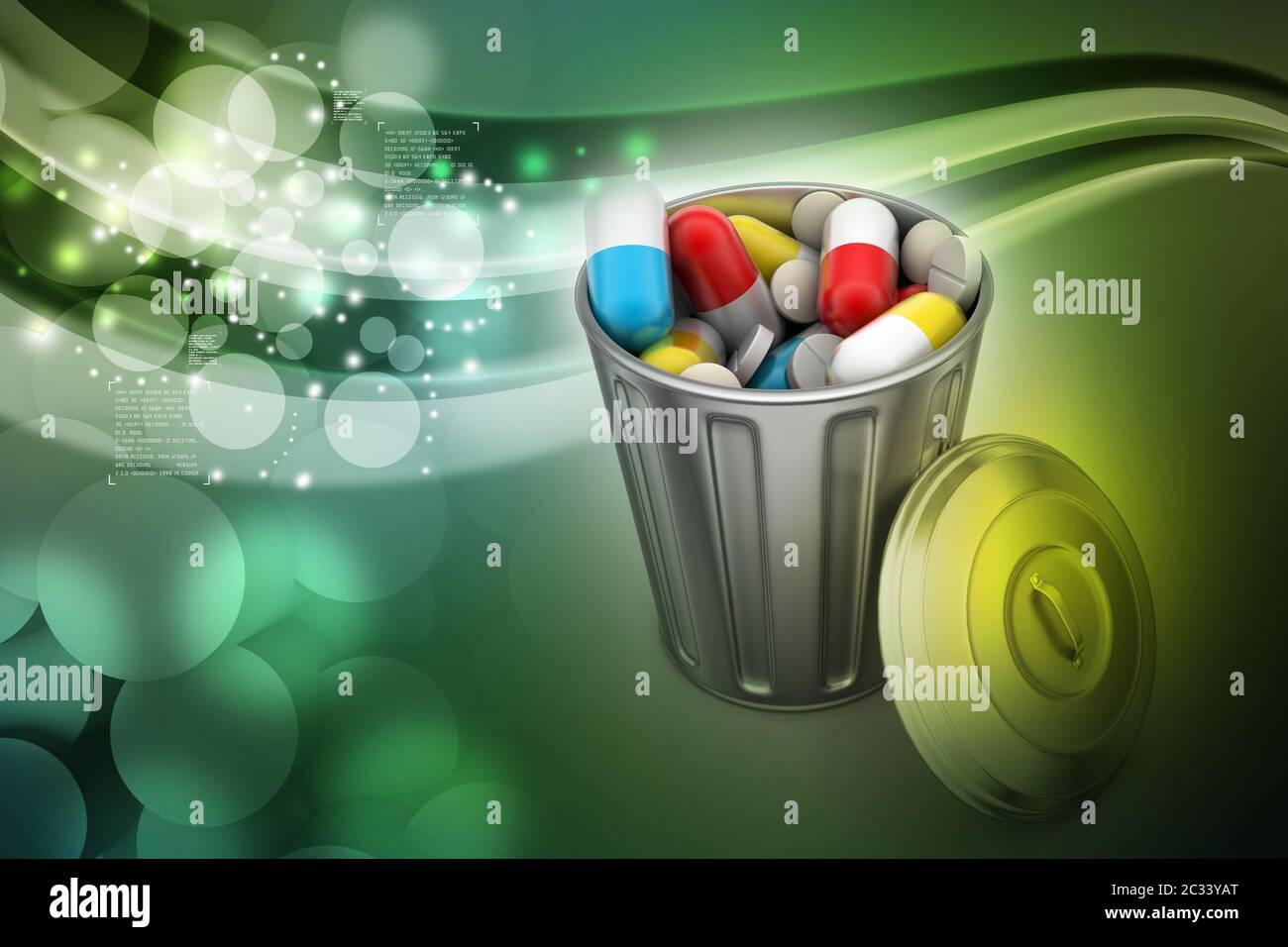 Capsules in a trash bin Stock Photo - Alamy