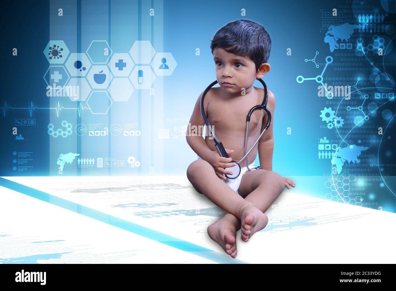 Baby with stethoscope Stock Photo - Alamy