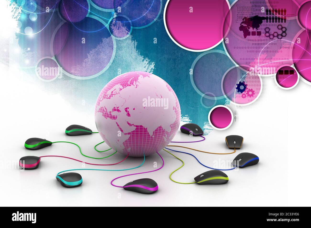 Globe connecting with computer mouse Stock Photo - Alamy