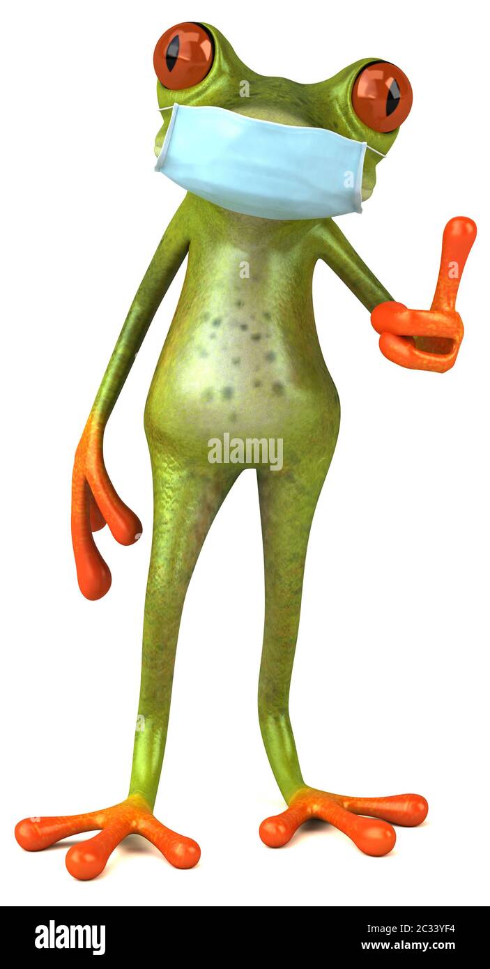 3D Illustration of a frog with a mask Stock Photo - Alamy