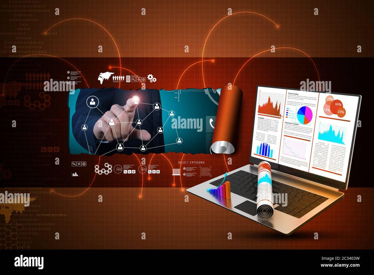 Laptop showing a financial report Stock Photo - Alamy