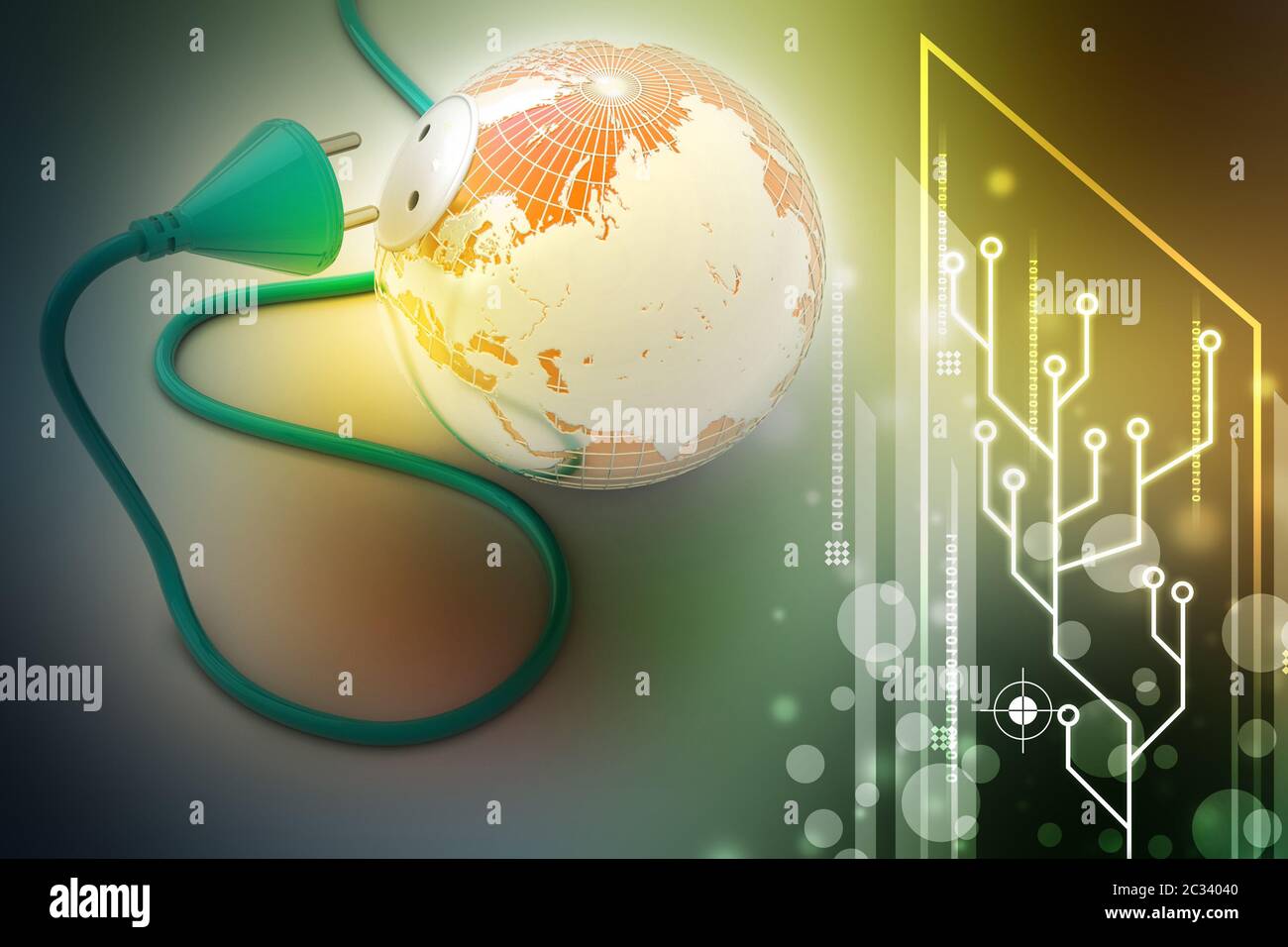 earth globe with power cable Stock Photo - Alamy