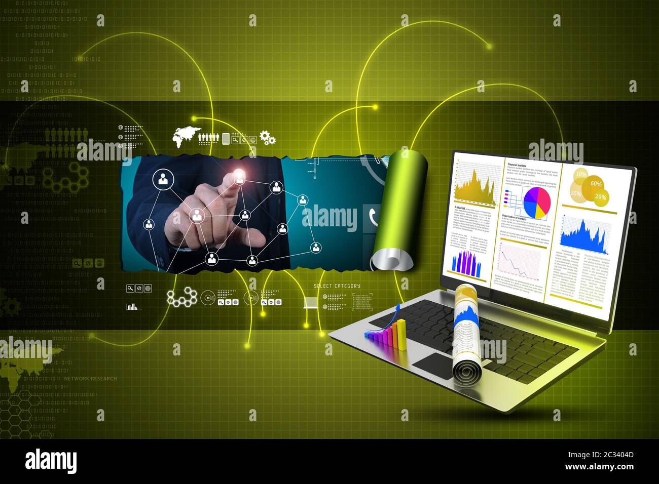 Laptop showing a financial report Stock Photo - Alamy