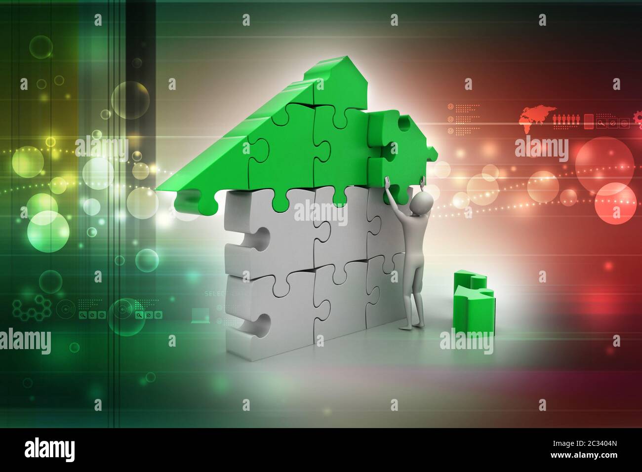 3d man, building the house Stock Photo - Alamy