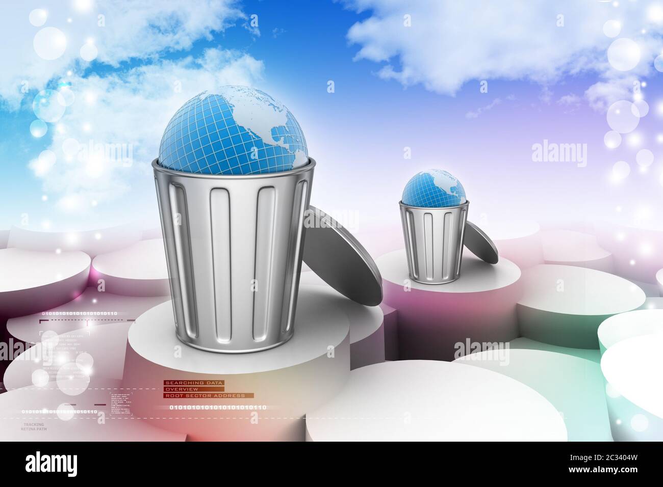 Globe in trash bin Stock Photo - Alamy