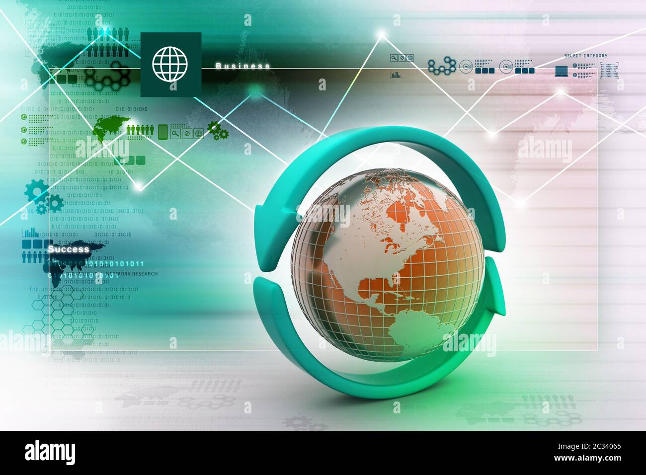 Earth with arrow circle around Stock Photo - Alamy