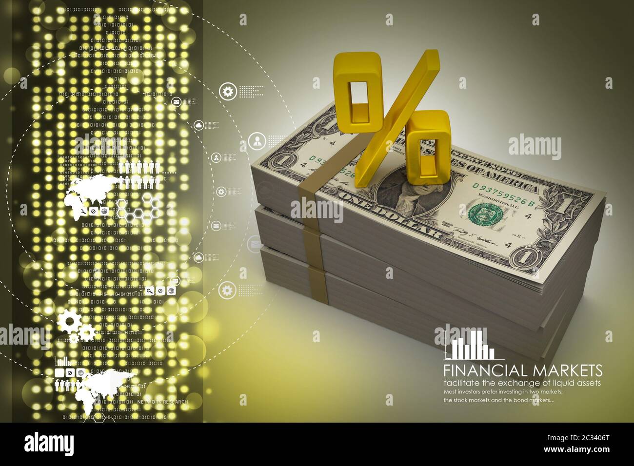 Dollar notes with percentage sign Stock Photo - Alamy