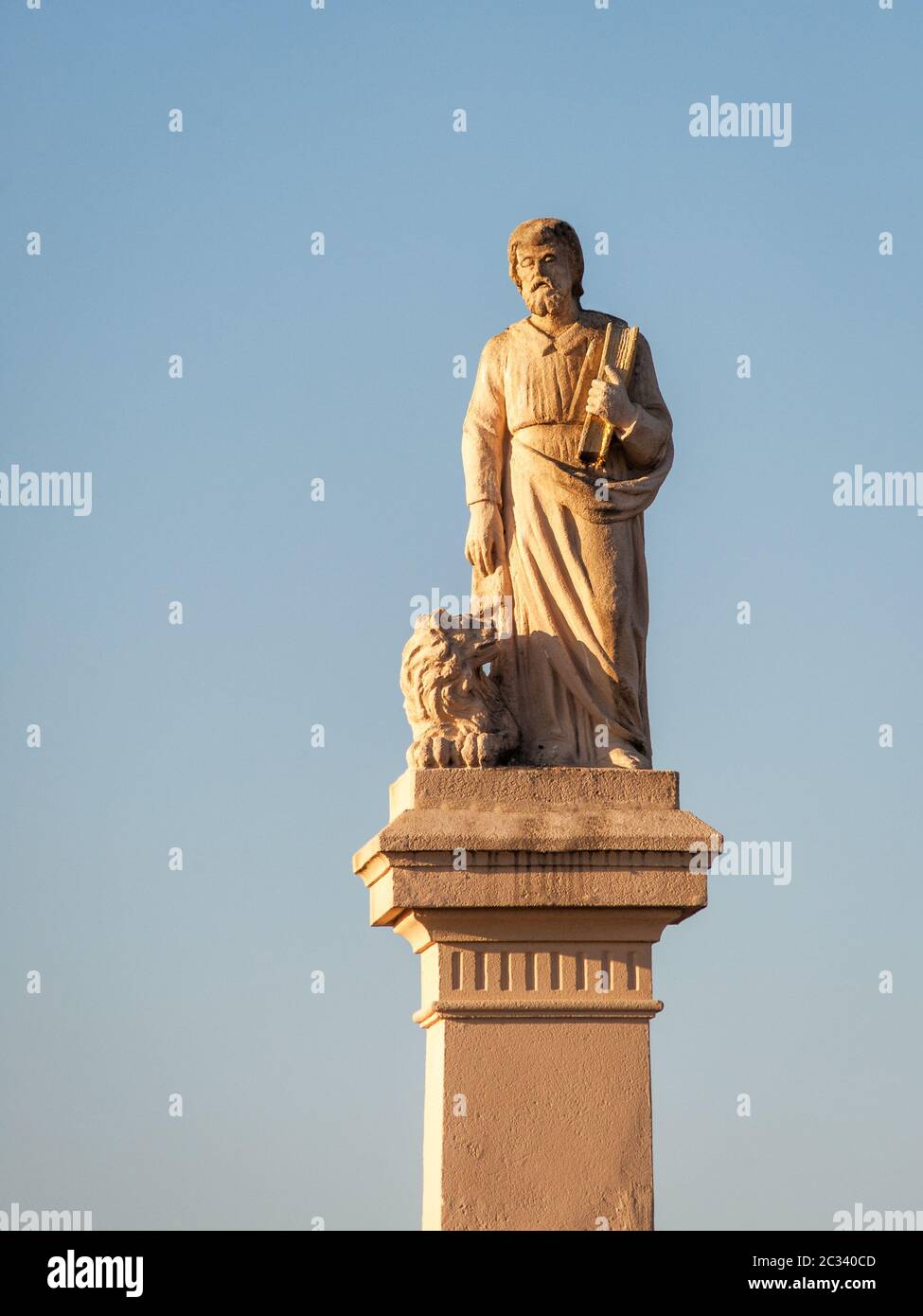 Column with saint marcus statue in burgenland Stock Photo - Alamy