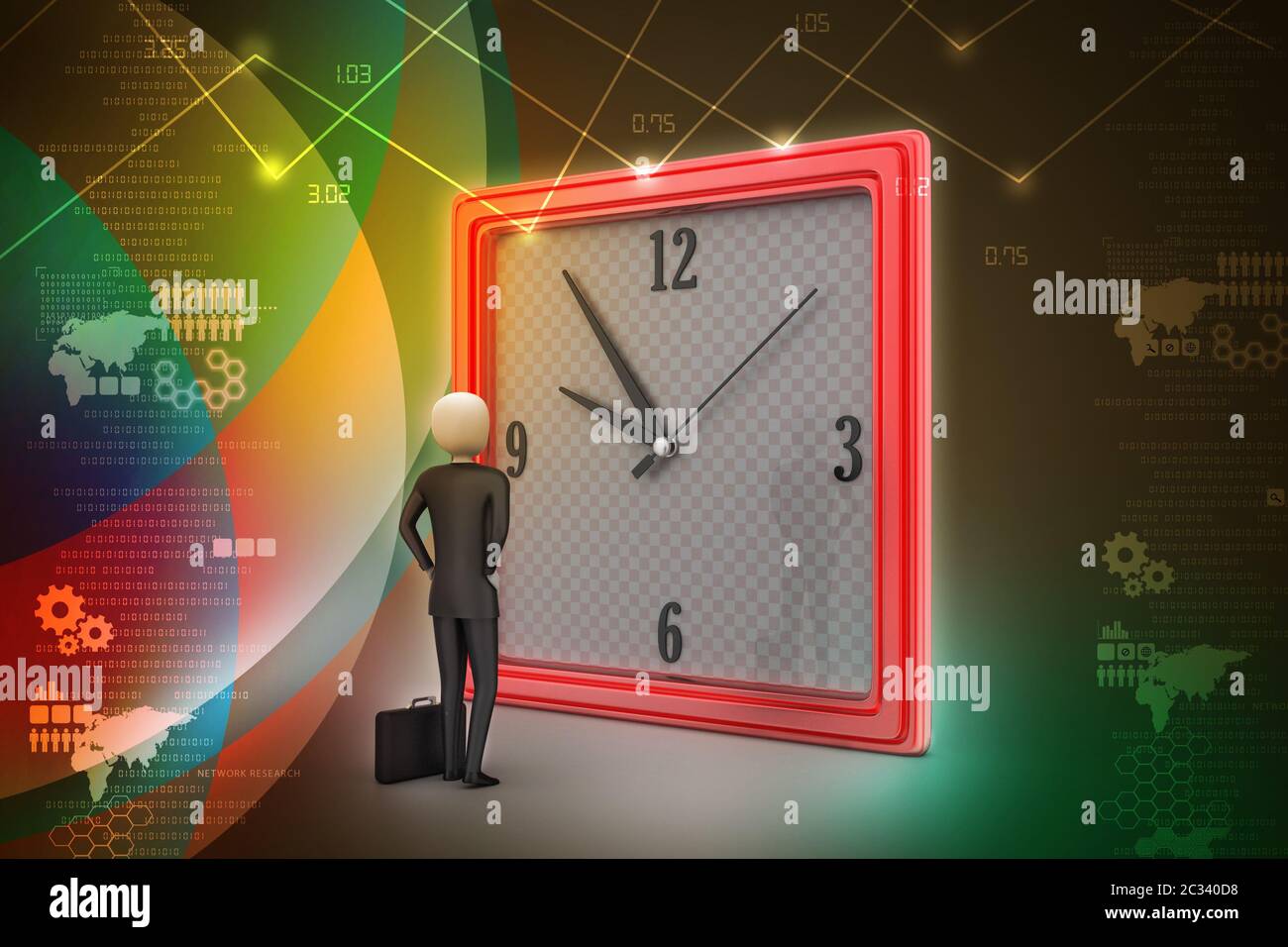 3d man watching clock hi-res stock photography and images - Alamy