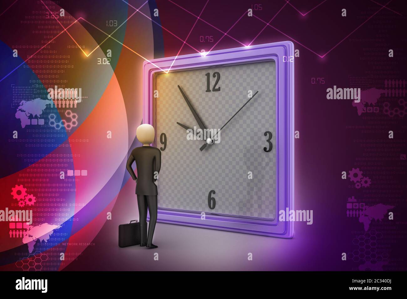 3d man watching the clock Stock Photo - Alamy