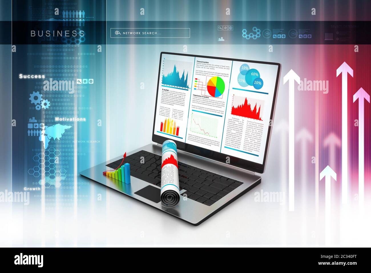 Laptop showing a financial report Stock Photo - Alamy