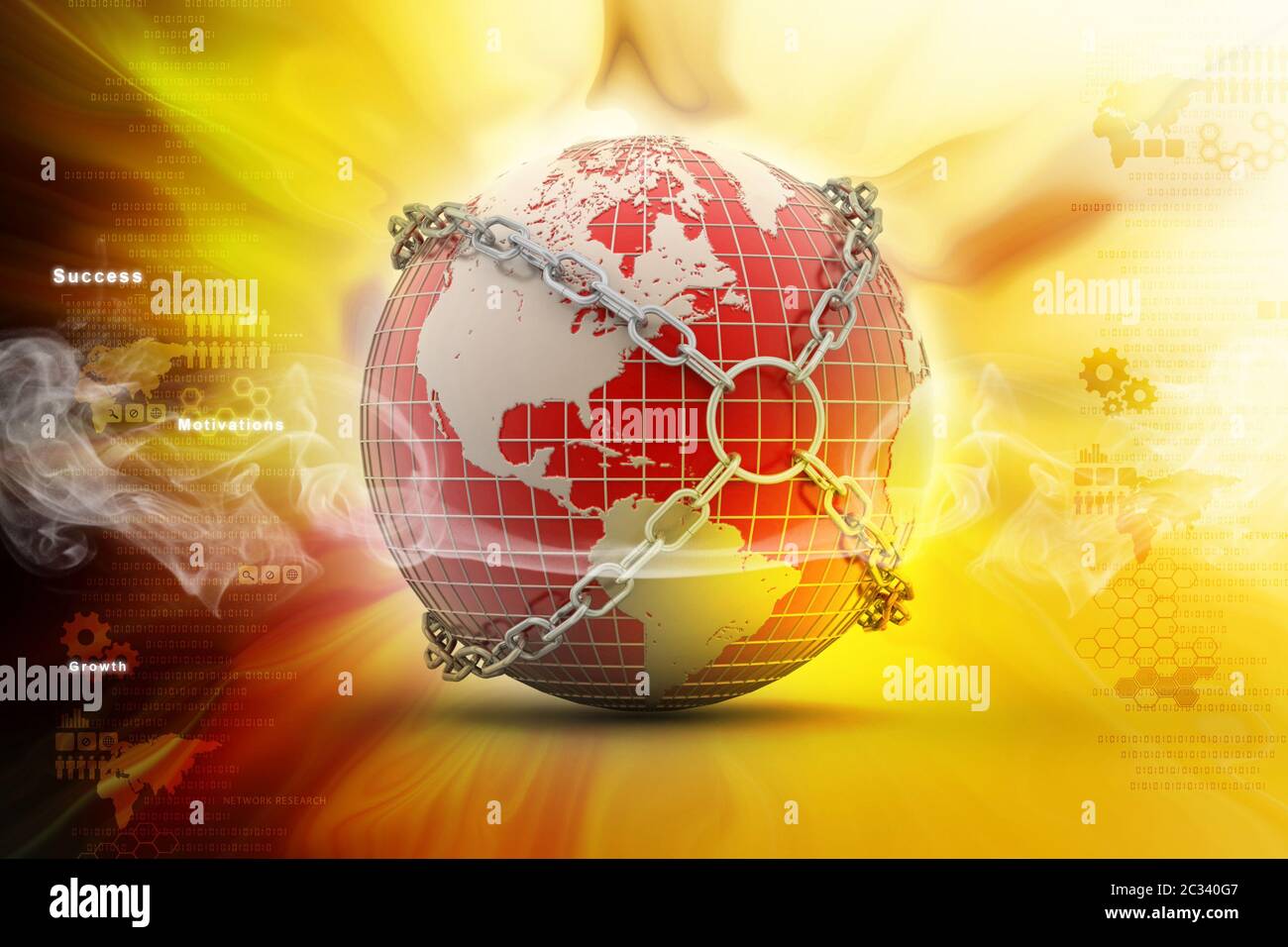 Earth globe close in chain Stock Photo - Alamy