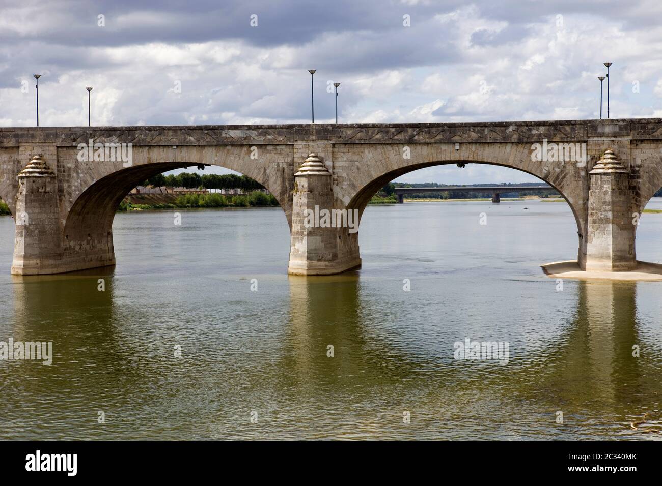 Ancient bridge of Saumur in Loire River, France Stock Photo - Alamy