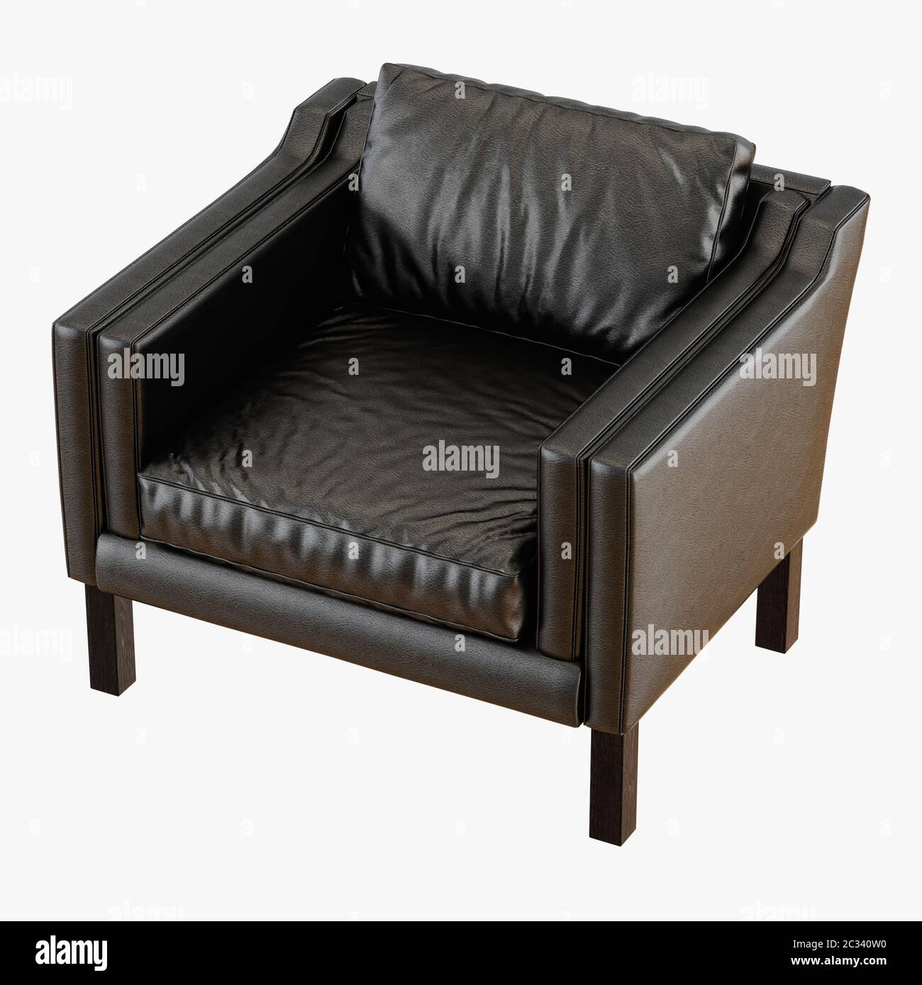 Soft black leather armchair 3d rendering Stock Photo - Alamy