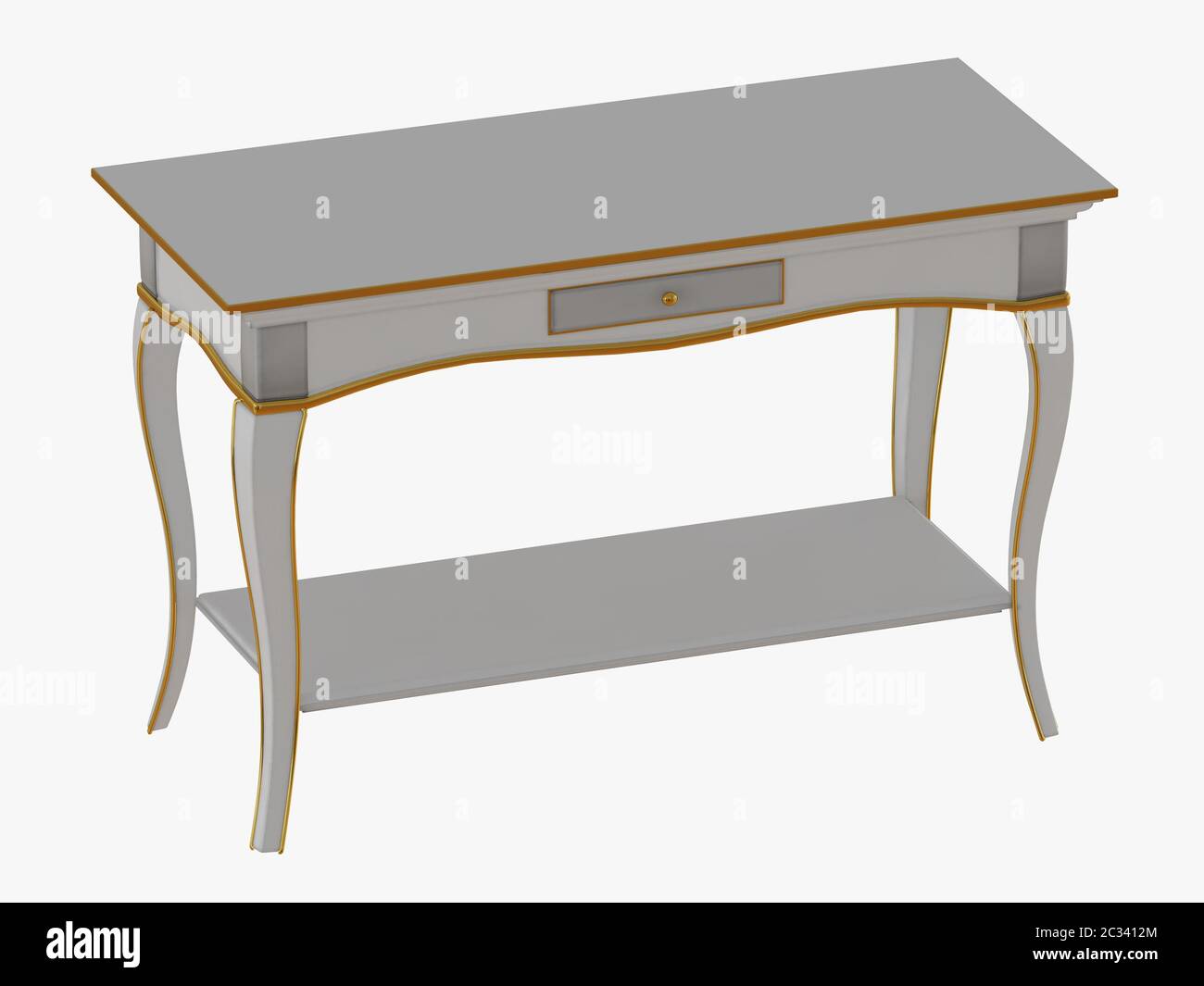 Table with one drawer on white background 3d rendering Stock Photo - Alamy