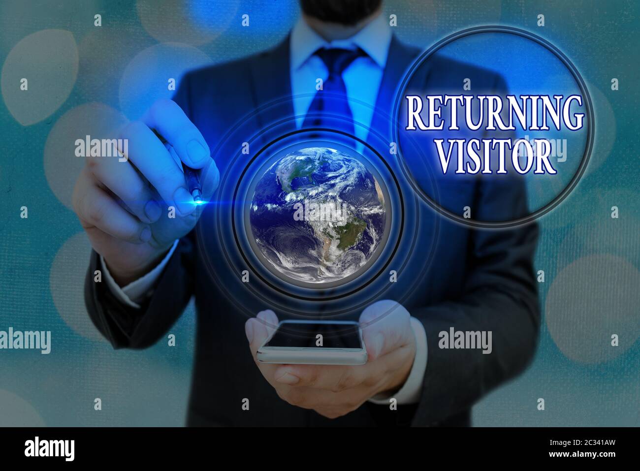 Word writing text Returning Visitor. Business photo showcasing who had ...