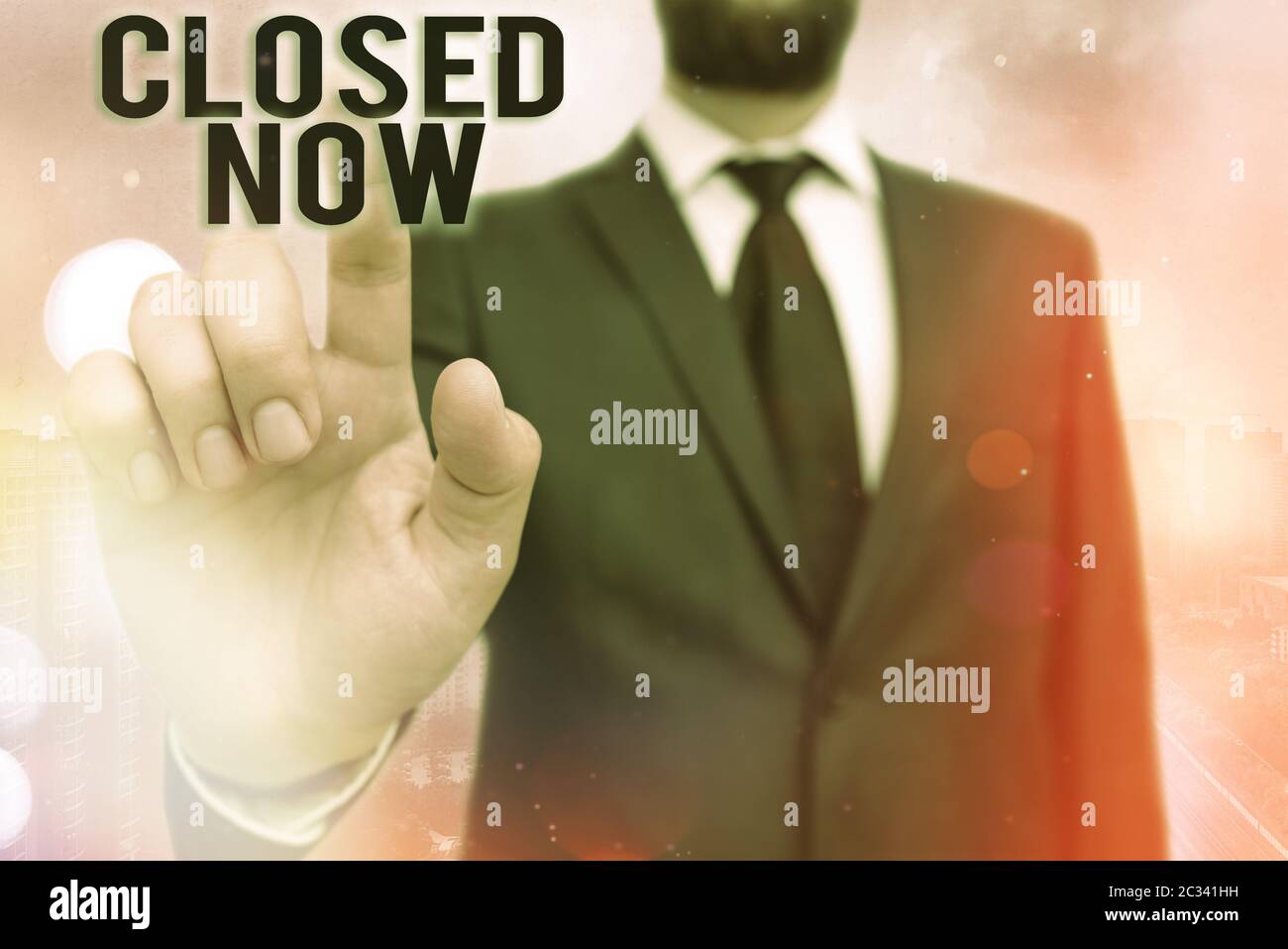 Writing note showing Closed Now. Business concept for of a business ...