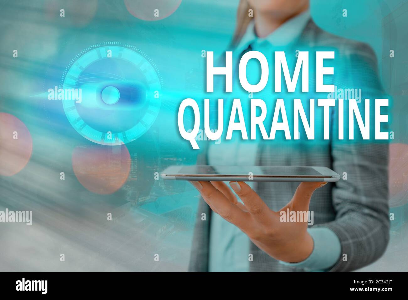 Text sign showing Home Quarantine. Business photo showcasing ...