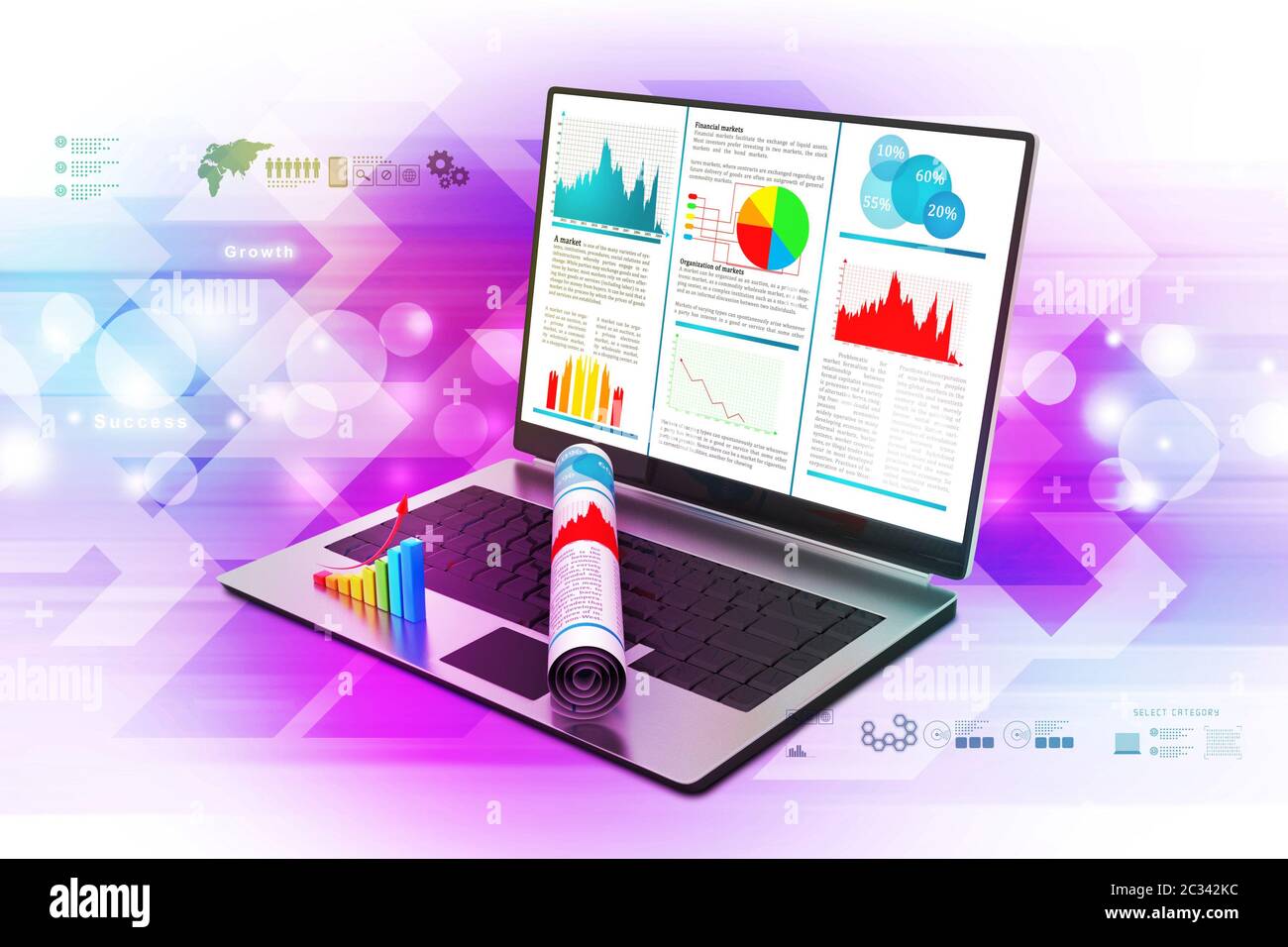 Laptop showing a financial report Stock Photo - Alamy