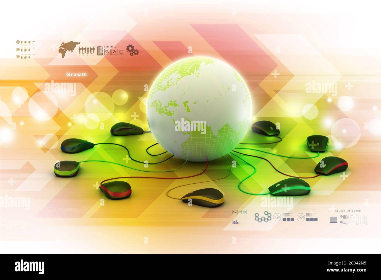 Globe connecting with computer mouse Stock Photo - Alamy